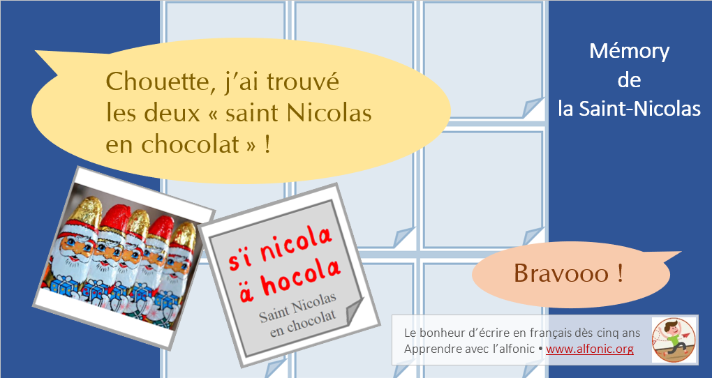 Le mémory de saint Nicolas en alfonic – Écrire et lire avec l’alfonic