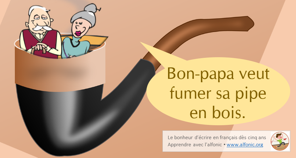 Bon-papa veut fumer sa pipe – Écrire et lire avec l’alfonic